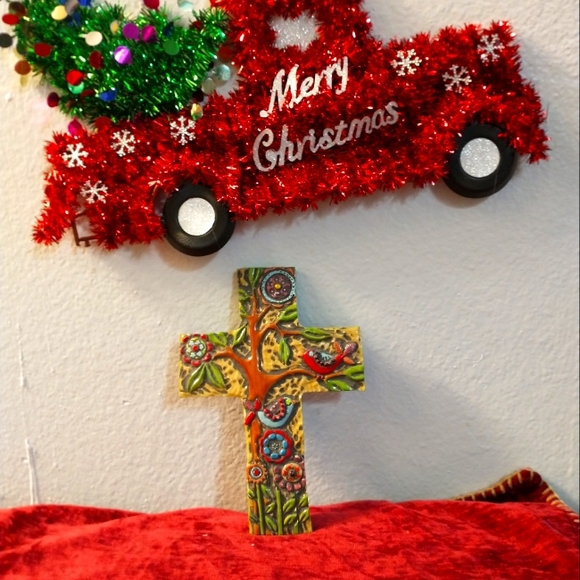 Romy& Clare | Wall Decor | Romy Clare Hand Painted Clay Cross | Poshmark